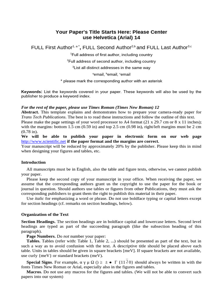Materials-Science-Forum Manuscript Template Word | PDF | Bracket | Text