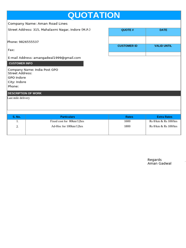 Without GST Quotation Format | PDF