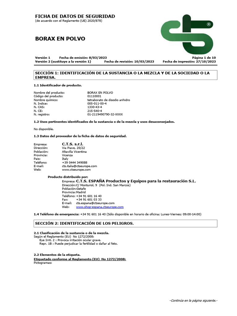 Borax en Polvo Seg | PDF