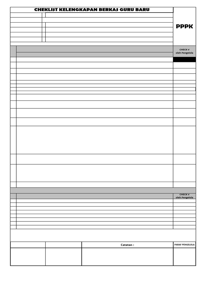 CHEKLIST PEMBERKASAN PPPK BARU 2025 | PDF