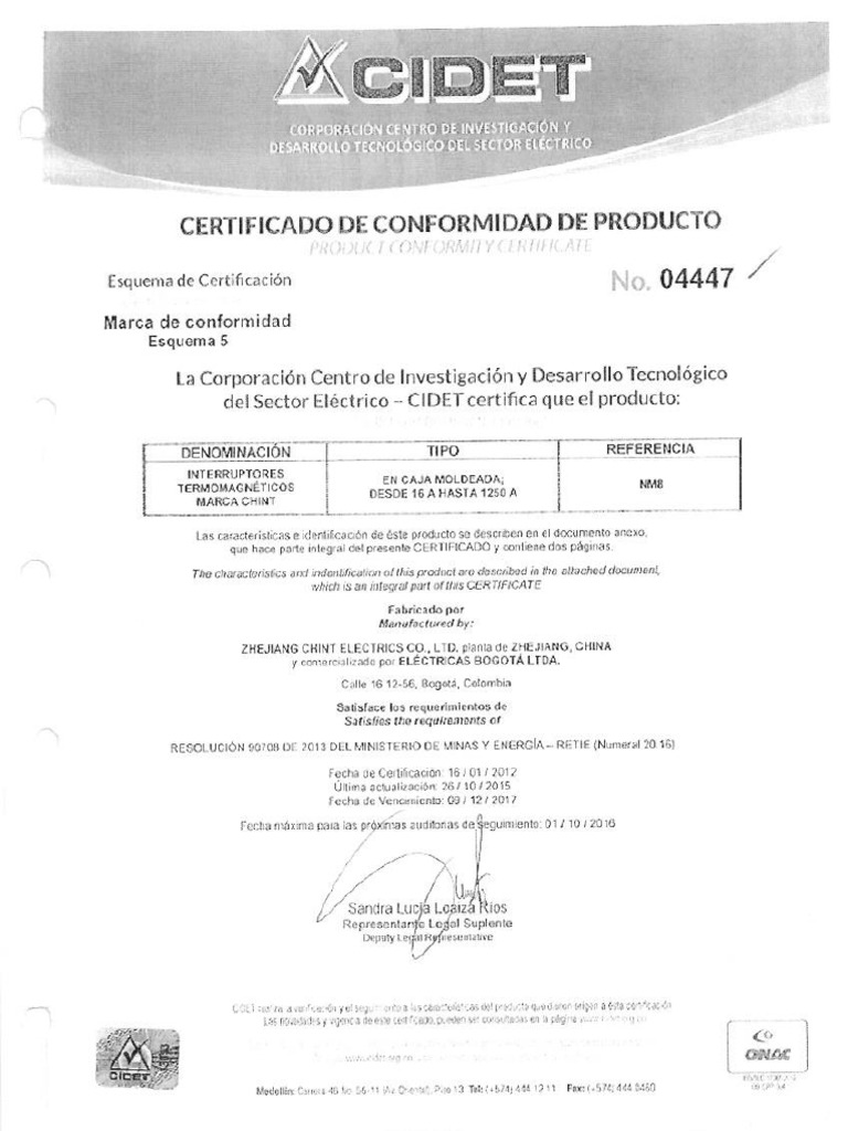 Chint - CIDET 04447 - Interruptores Automáticos NM8 | PDF