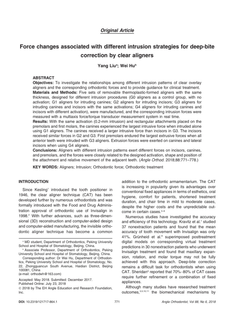 Intrusion Forces in Clear Aligners | PDF | Orthodontics | Tooth