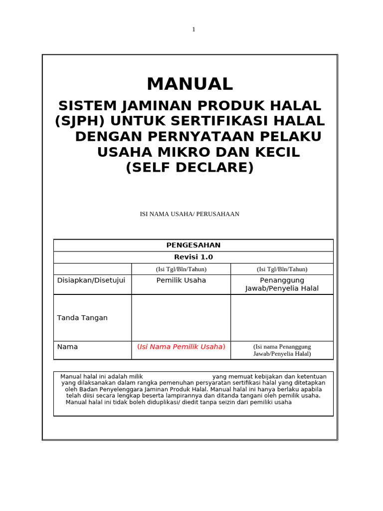 Manual SJPH Self Declare Final (Format Utk PU) | PDF