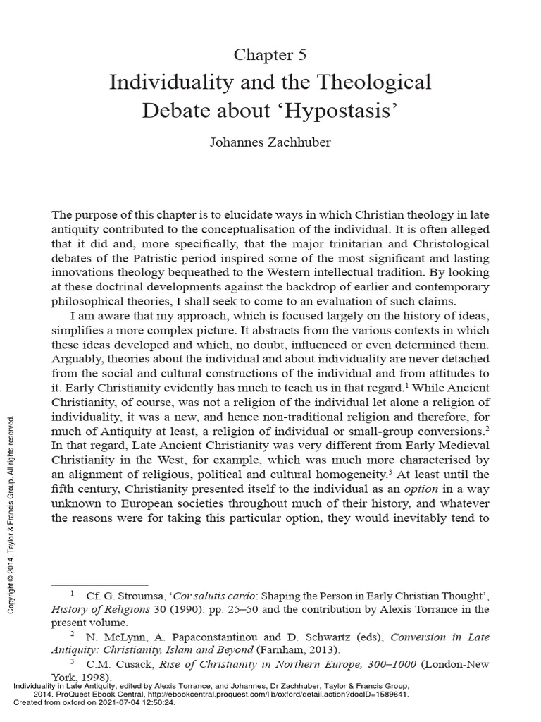 Individuality and The Theological Debate | PDF | Trinity | Theology