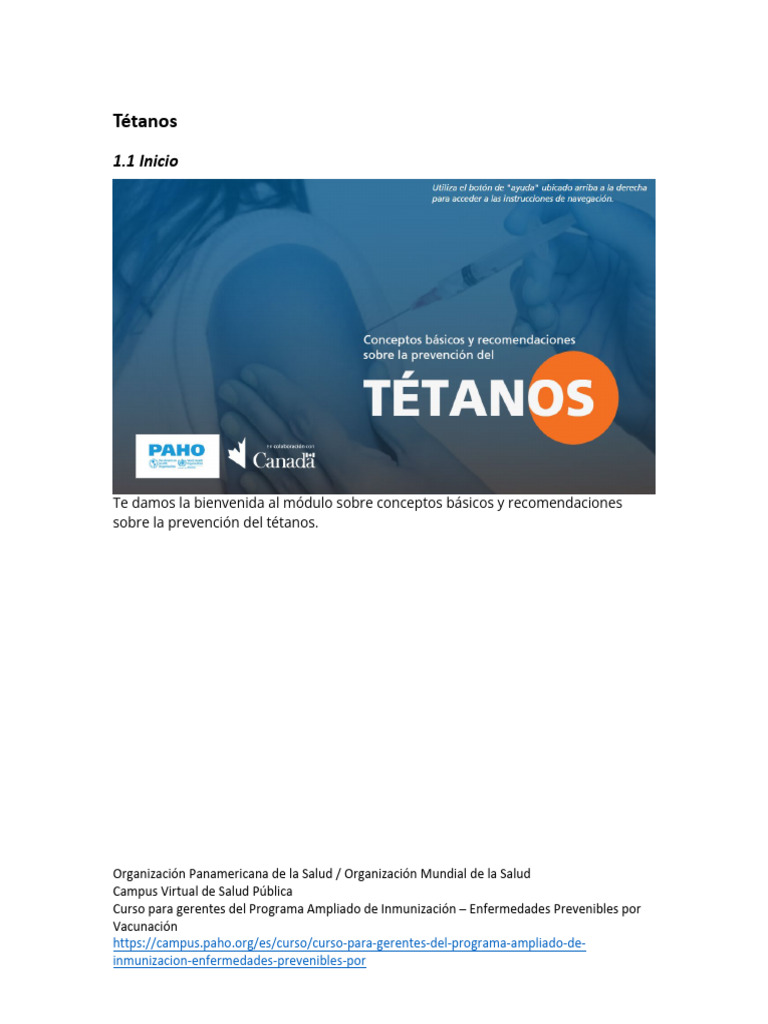 TETANOS | PDF | Vacunación | Diagnostico medico