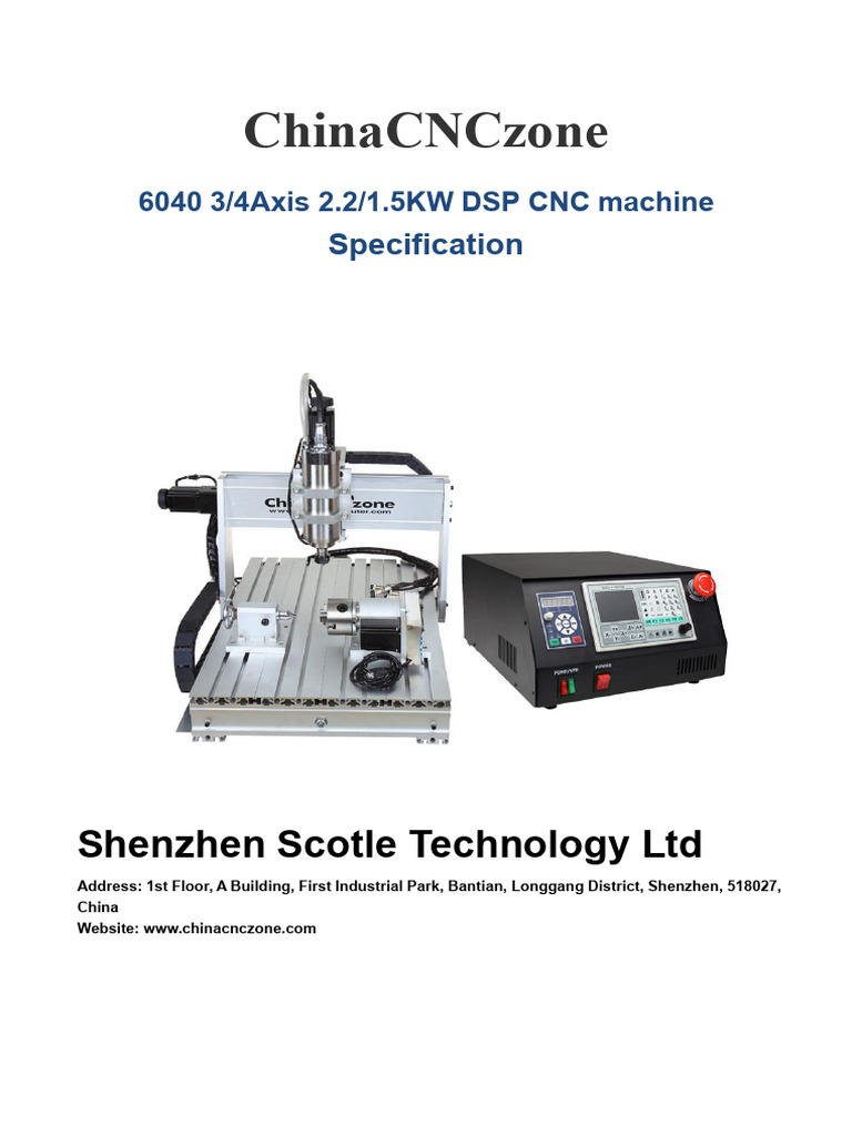 CNC 6040Z 3/4 Axis Machine Specs | PDF | Numerical Control | Mechanical ...