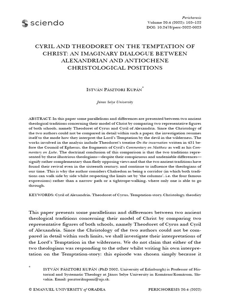 Cyril and Theodoret on Christ's Temptation | PDF | Satan | Religious ...