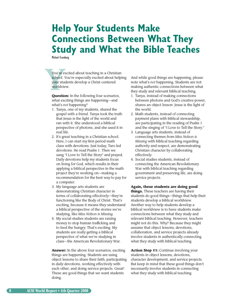 Connecting Education with Biblical Teaching | PDF | Bible | Jesus