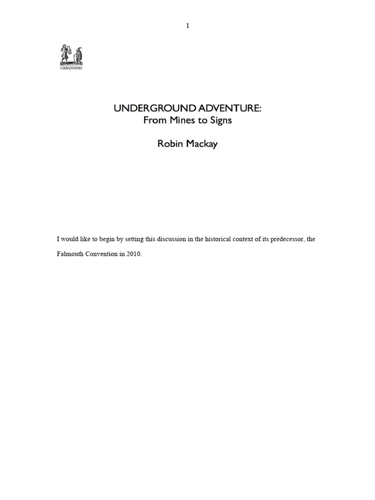 Mackay, Robin. Underground adventure. From mines to signs | PDF ...