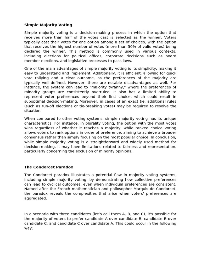 Understanding Simple Majority Voting | PDF | Equity (Economics) | Voting