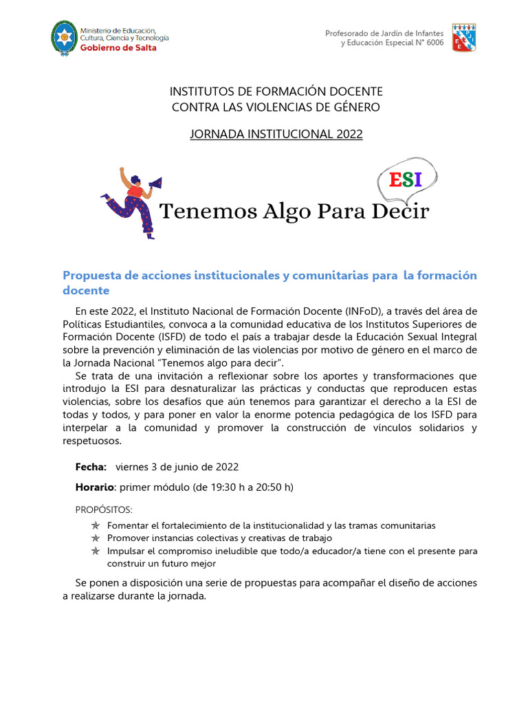 Jornada Esi 2022 | PDF | Educación de la primera infancia | Maestros