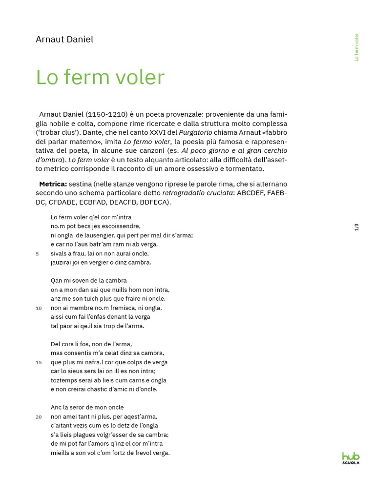 Lo Ferm Voler - Arnaut - Daniel | PDF