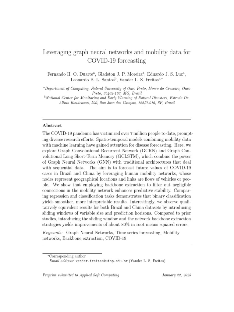 Leveraging graph neural networks and mobility data for COVID-19 forecasting | PDF | Statistical ...