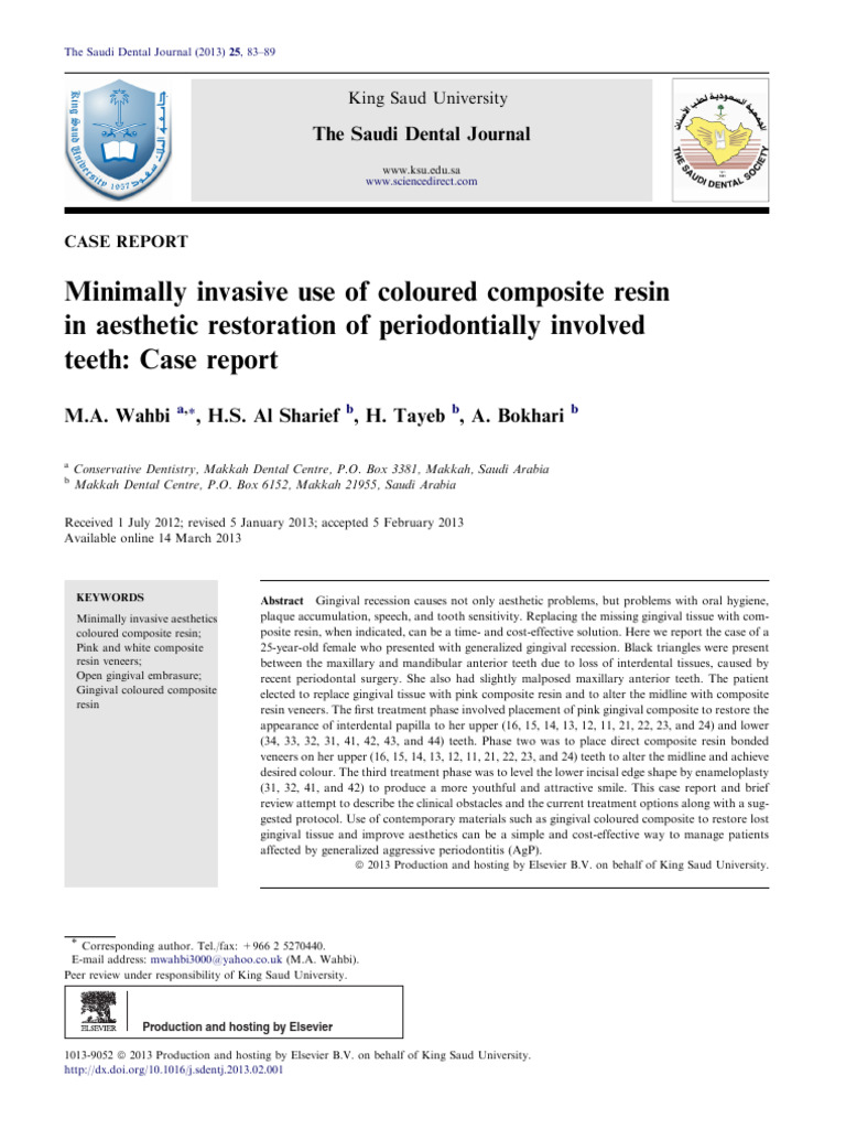 Composite Resin Veneers for Aesthetic Restoration | PDF ...