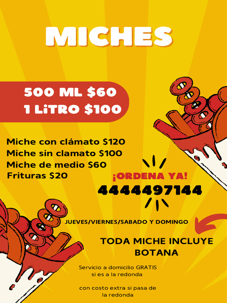 Flyer para Negocio de Micheladas Ilustrado Amarillo PDF | PDF