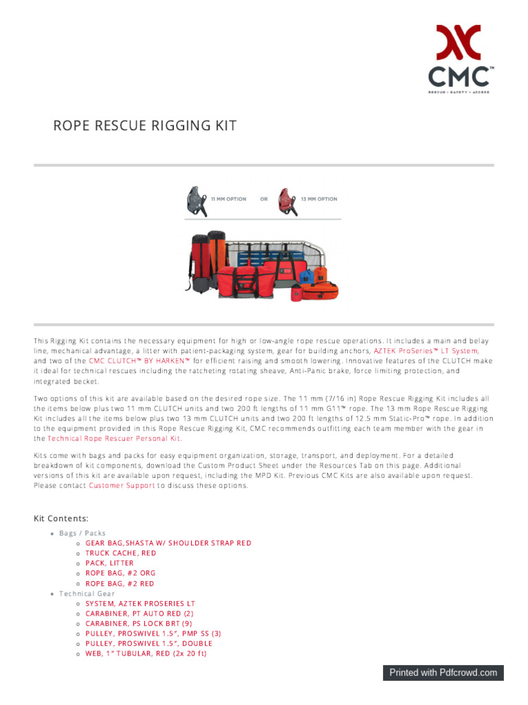 Equipment Rope Rescue Rigging Kit | PDF | Manufactured Goods