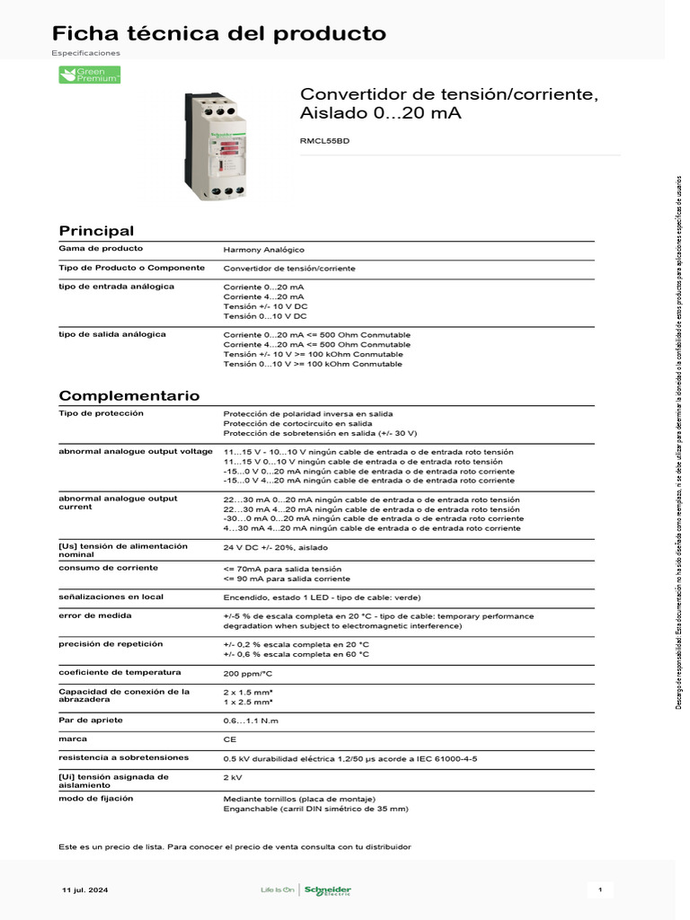 Schneider Electric_Harmony-Analog_RMCL55BD | PDF | Energia electrica ...