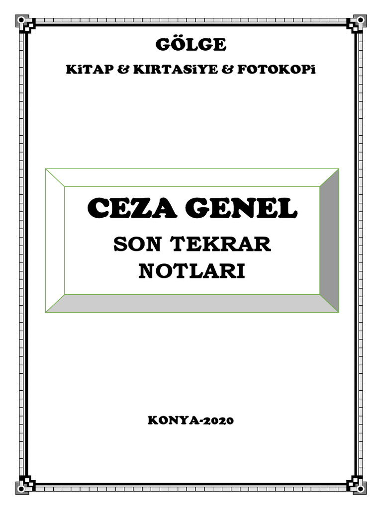 Ceza Genel Özet Not | PDF
