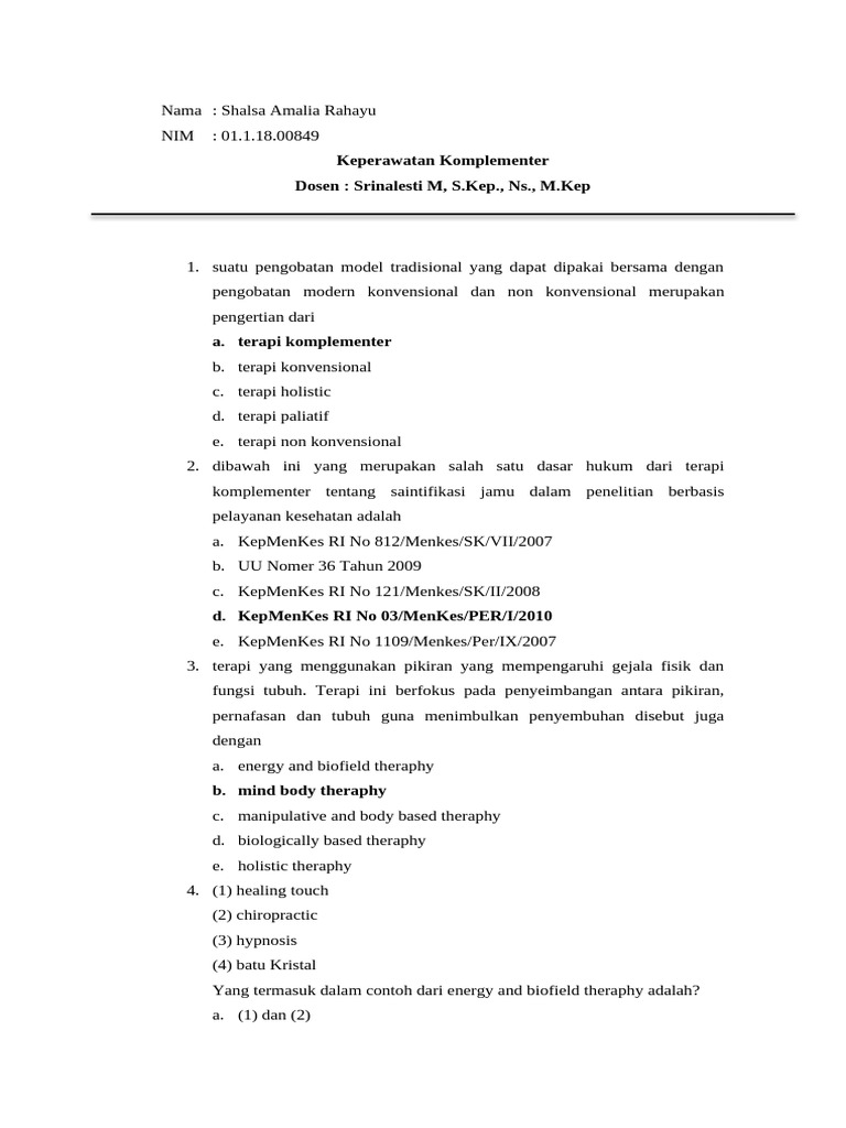 457019751 Contoh Soal Keperawatan Komplementer | PDF