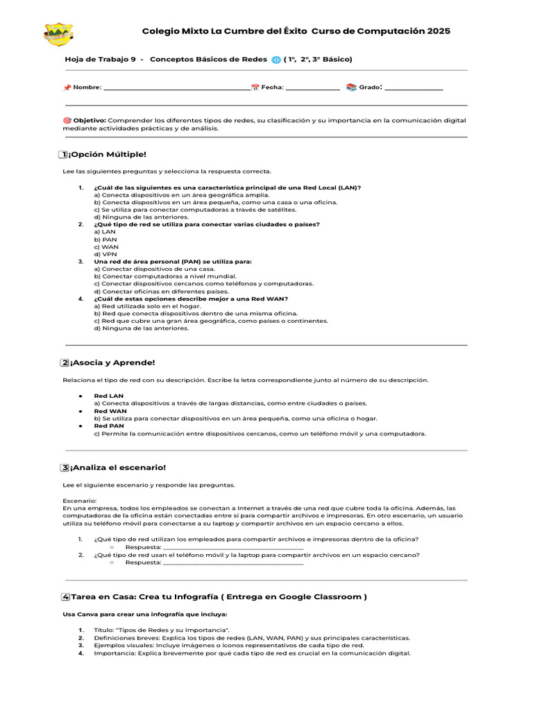 Hoja de Trabajo 9 - Conceptos B-Sicos de Redes 1 - 2 - 3 - B-Sico | PDF | Red de área amplia ...