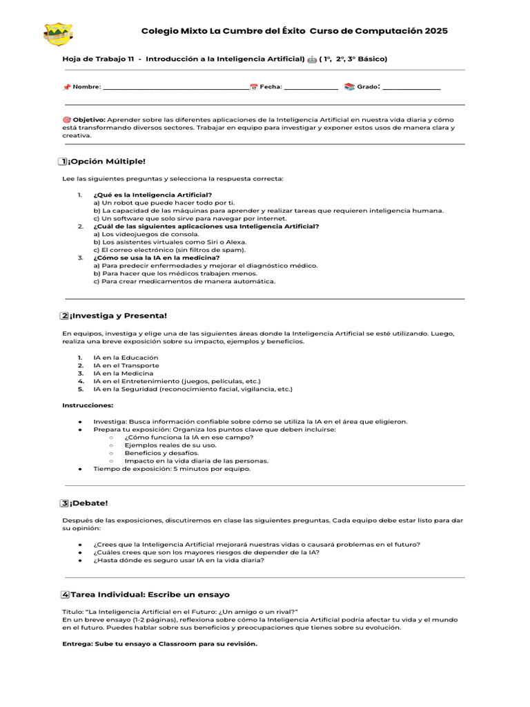 Hoja de Trabajo 11 - Introducci-n a la Inteligencia Artificial 1--2--3- B-sico | PDF ...
