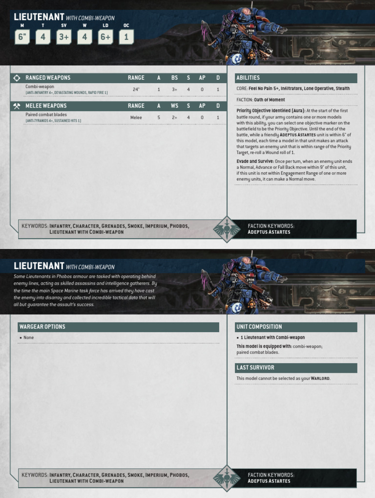 Phobos Lieutenant Combi-Weapon Guide | PDF | Infantry | Warfare