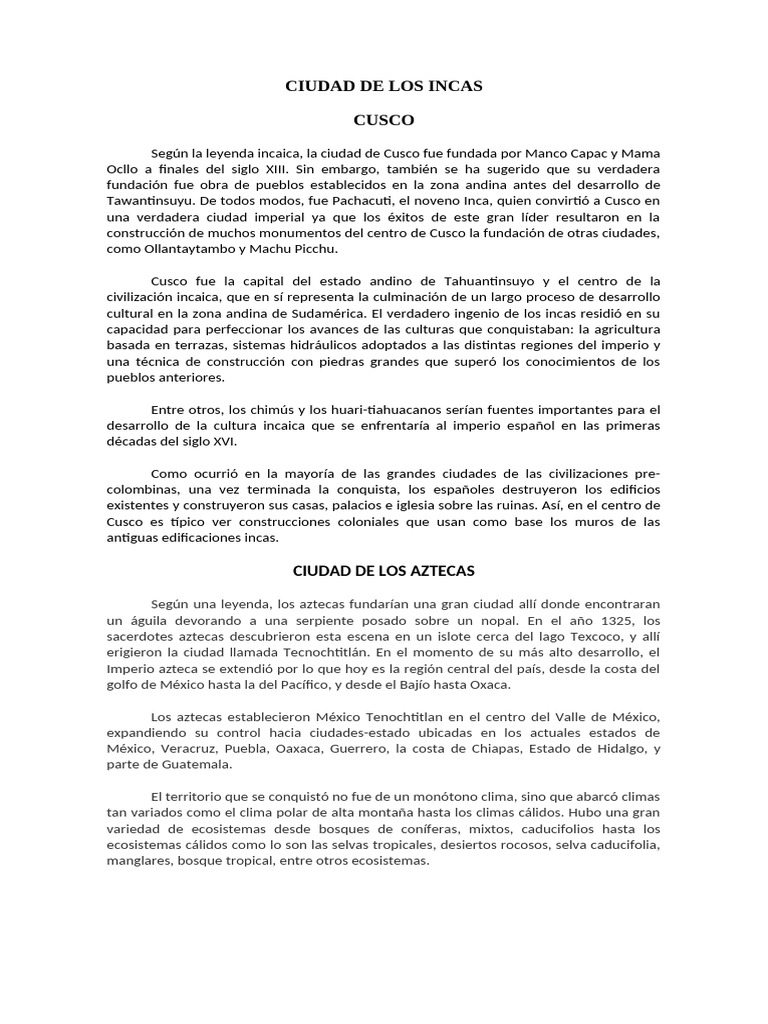 Ciudades Incaicas | PDF | Imperio Inca | Civilización maya