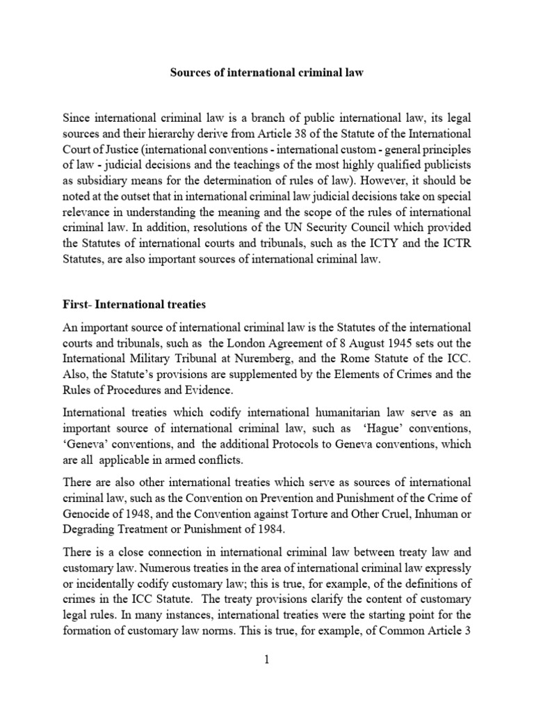 Lecture 2 Sources of international criminal law | PDF | International ...