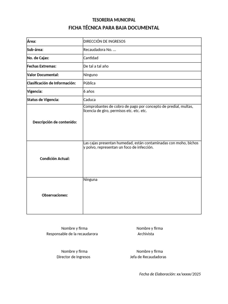 FICHA TECNICA BAJA DOC | PDF