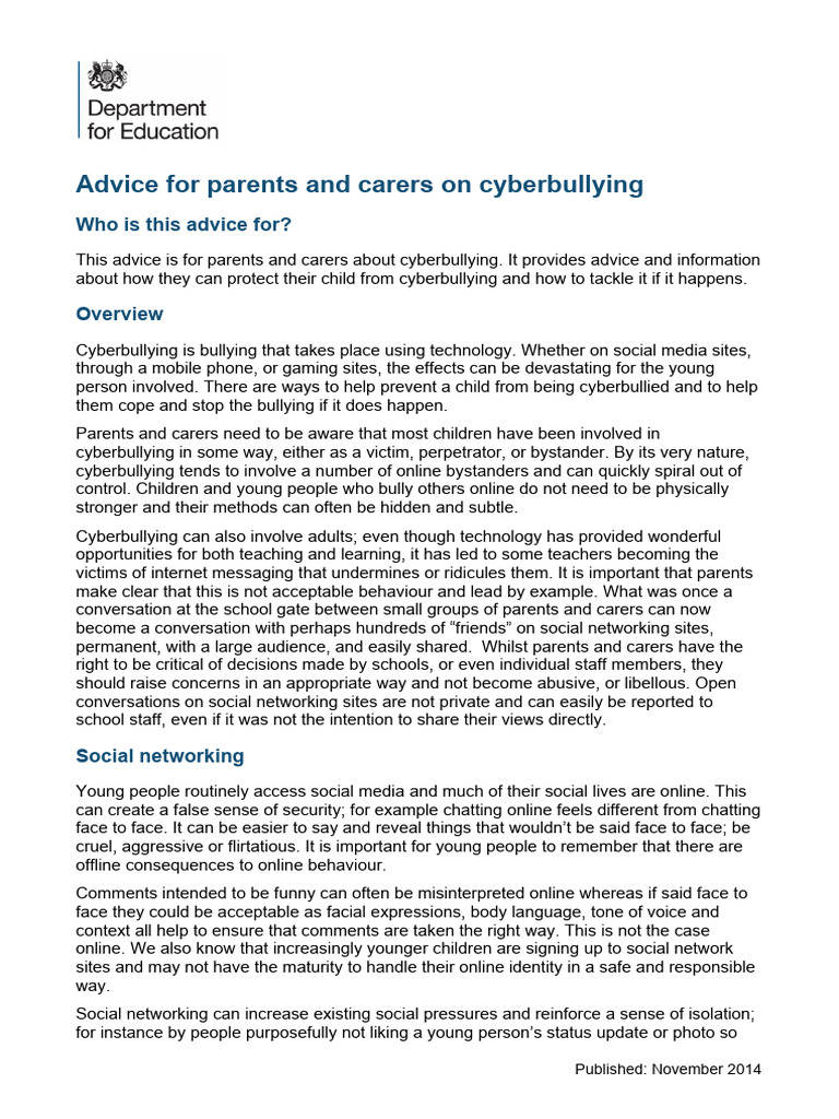 Cyberbullying: Parent Guidance & Tips | PDF | Cyberbullying | Bullying