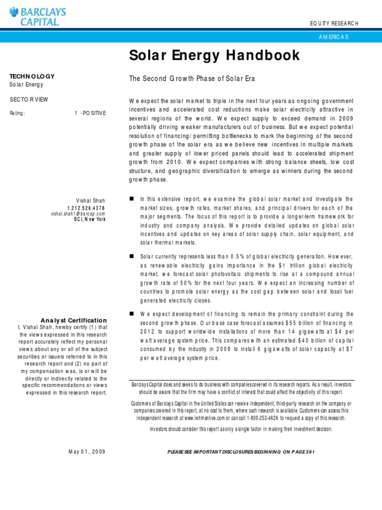 Solar Energy Handbook Barcap | PDF | Solar Power | Economic Growth