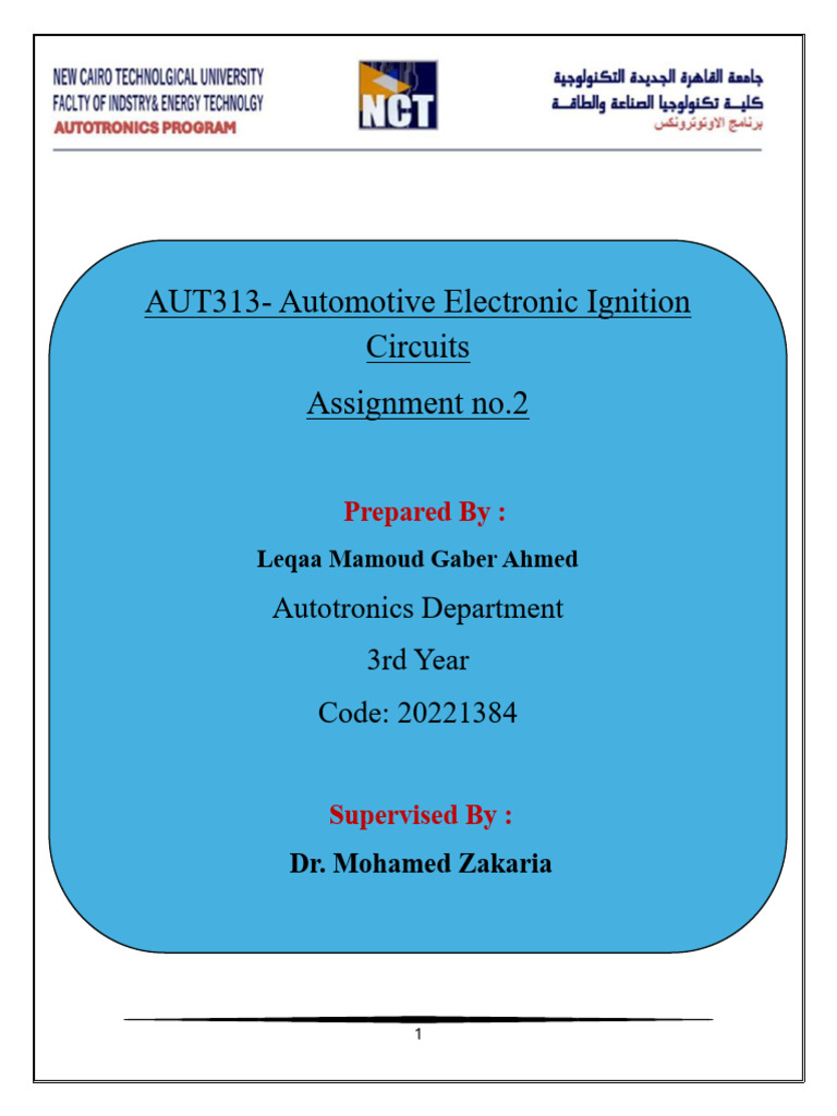 ASS2 BY leqaa mahmoud gaber ahmer 20221384. | PDF | Throttle | Ignition System