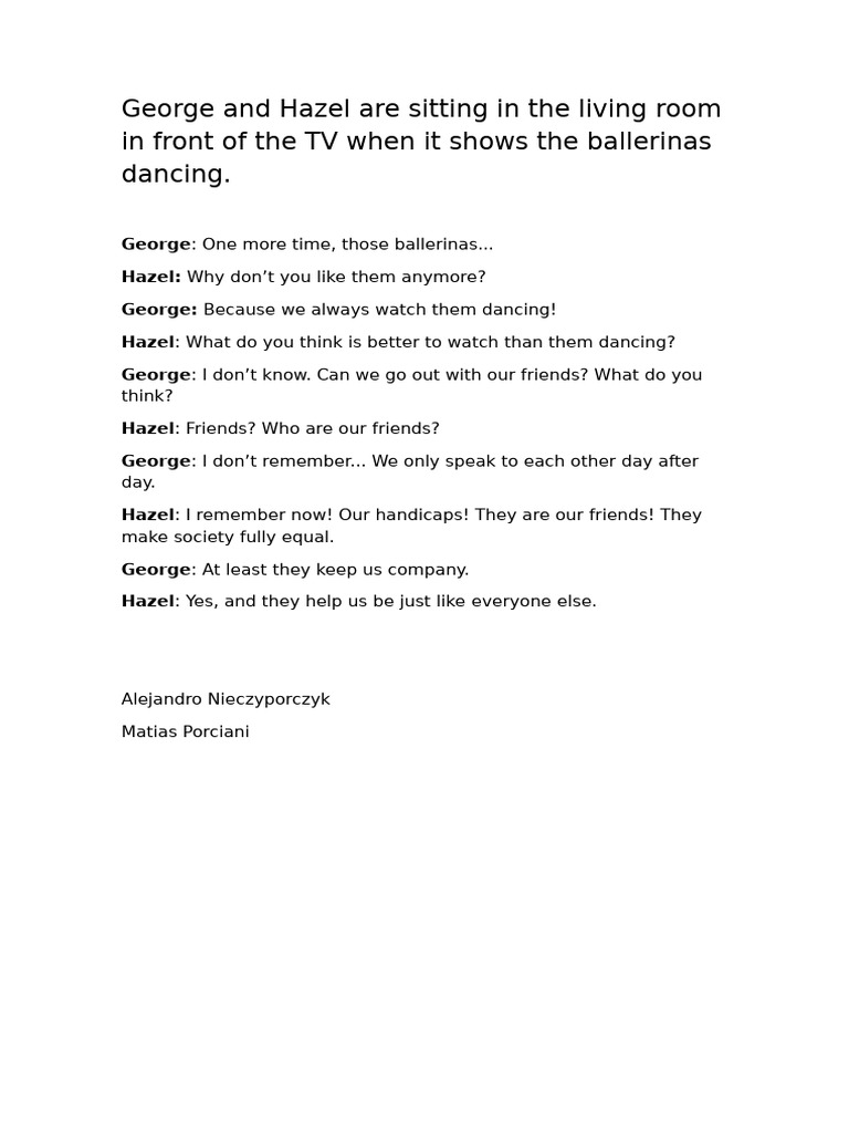 George and Hazel Discuss Ballerinas | PDF