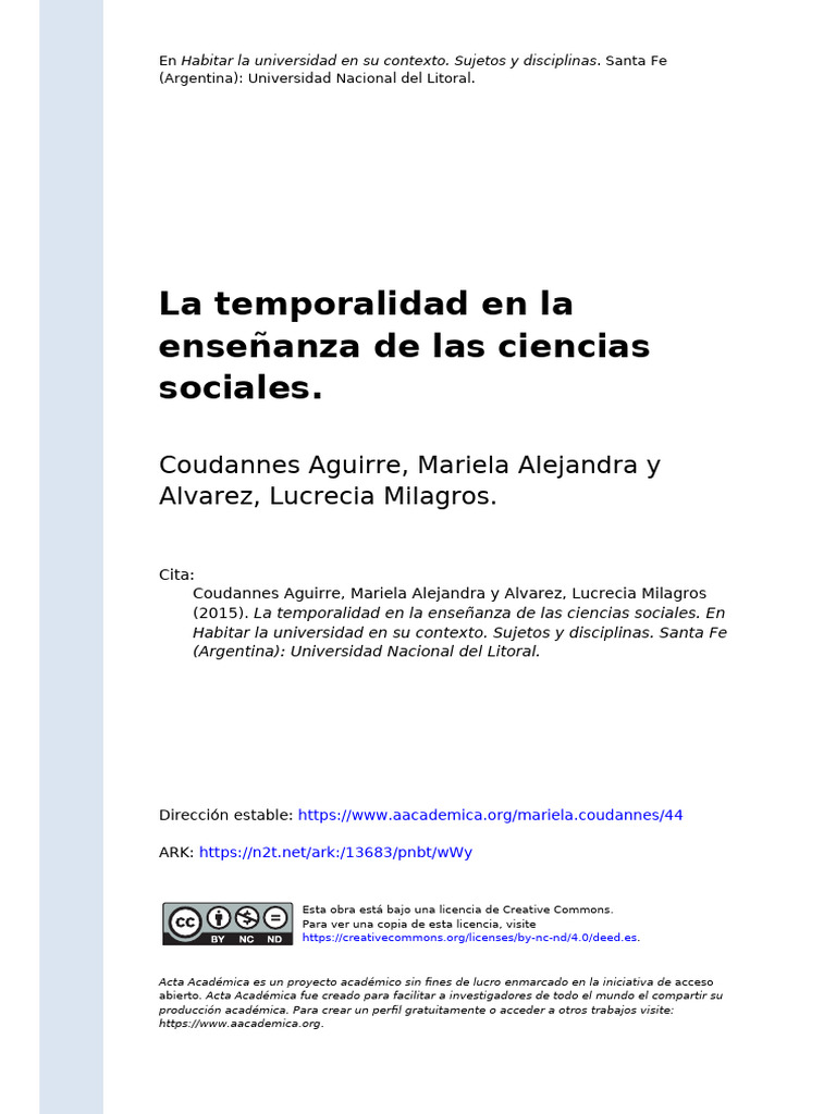 Temporalidad en Ciencias Sociales | PDF | Hora | Enseñando