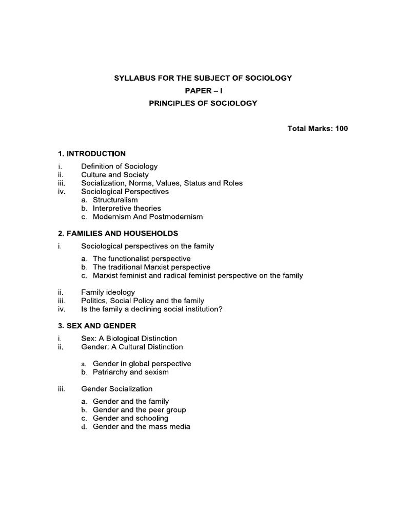 Sociology Syllabus | PDF