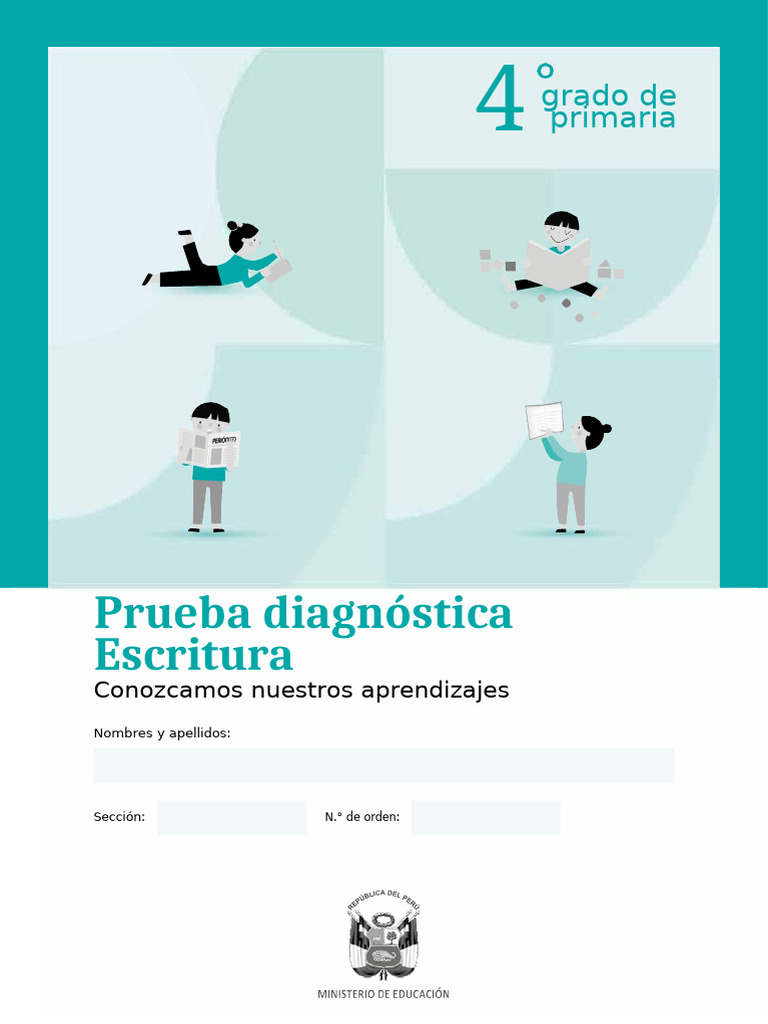 Prueba diagnóstica Escritura, conozcamos nuestros aprendizajes. 4 grado de Primaria | PDF