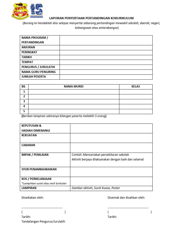 Format Laporan Program Kokurikulum | PDF