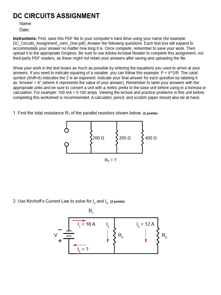 DC Circuits Assignment Jesse Dickerson UNIT 4 | PDF | Resistor ...
