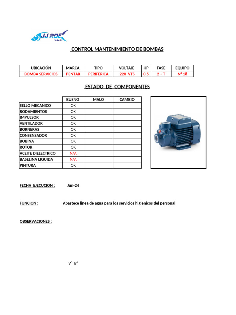Mantenimiento de Bombas Pentax VTS | PDF