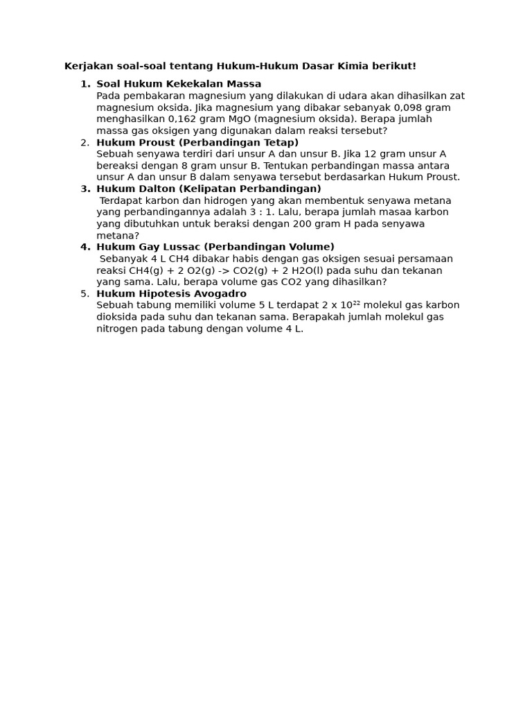 Tugas Mapel Kimia Kelas 10 Senin 17 Maret 2025 | PDF