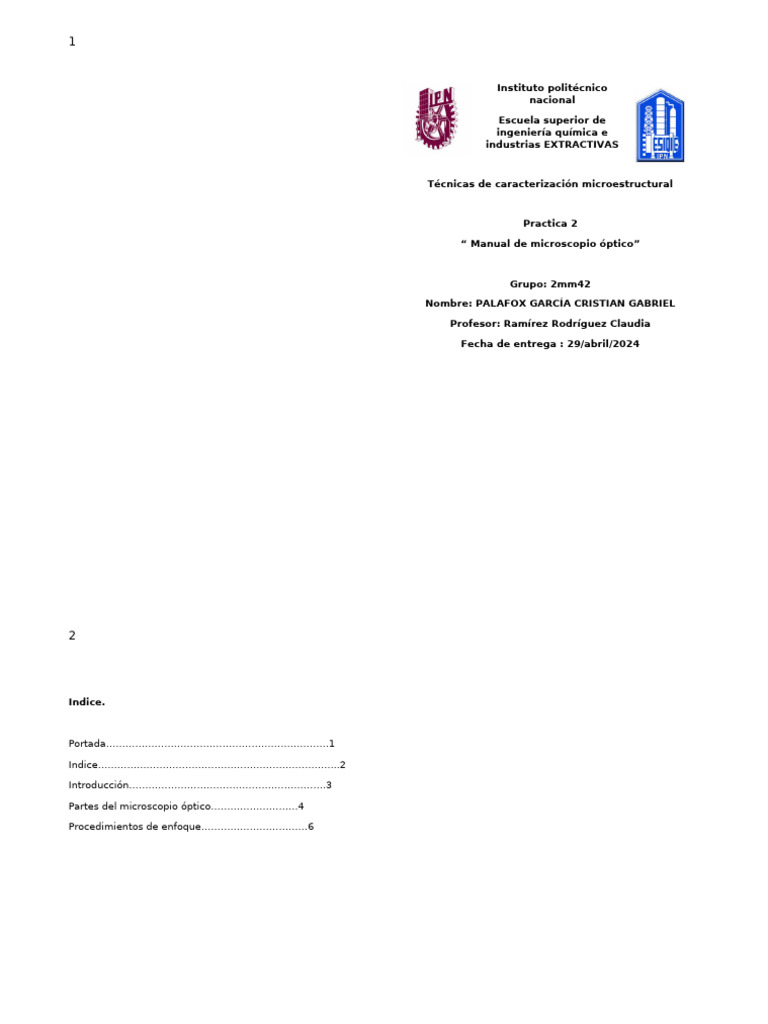 Manual de Microscopía Óptica | PDF | Microscopio | Óptica