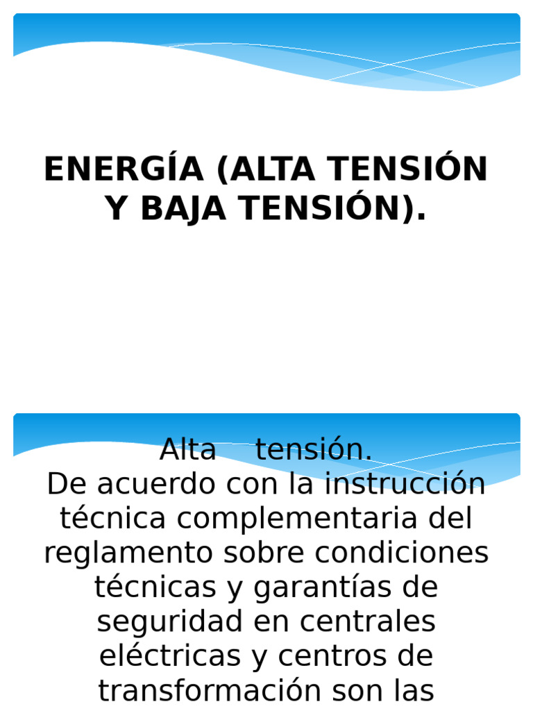 Alta y Baja Tensión en Energía Eléctrica | PDF