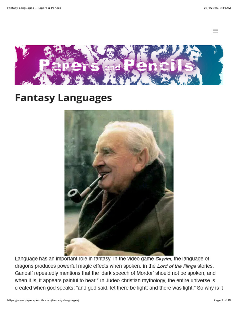 Fantasy Languages – Papers & Pencils | PDF | Dwarf (Dungeons & Dragons)