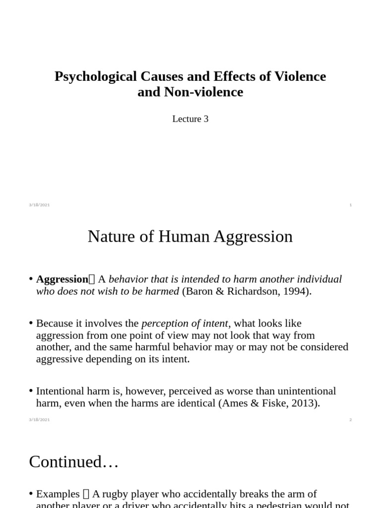 Psychological Causes and Effects of Violence and Non-Violence | PDF | Bullying | Aggression