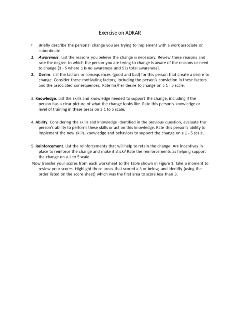 Exercise On ADKAR | PDF