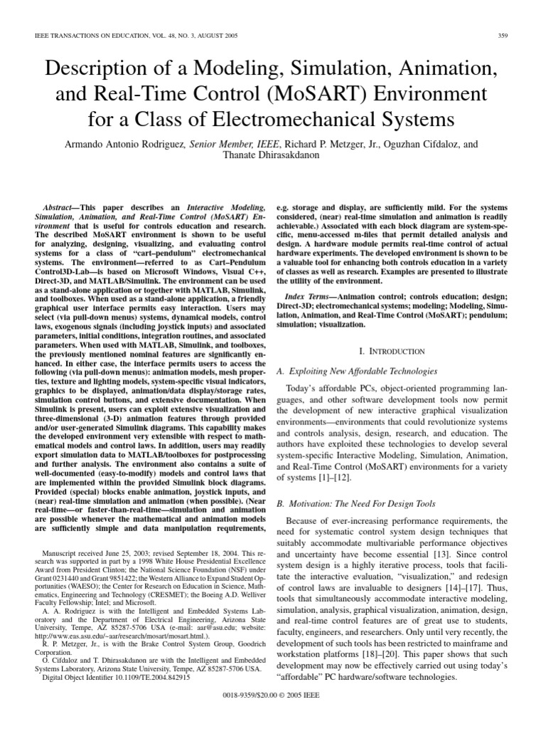Description of a Modeling Simulation Ani | PDF | Simulation | Matlab