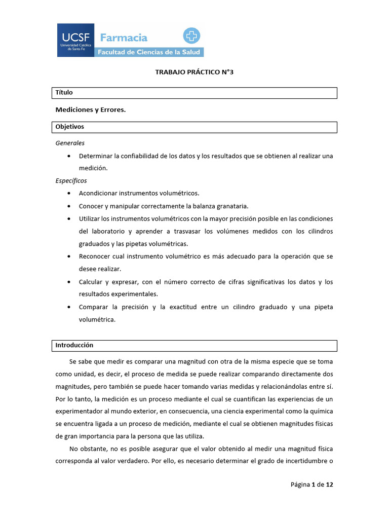 Guia TP Nº3 - Mediciones y Errores | PDF | Medición | Exactitud y precisión