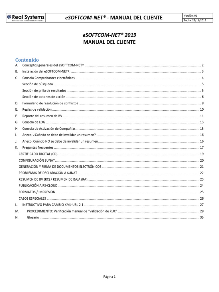 eSOFTCOM NET Manual Del Cliente 2019 v2 | PDF | Sumario abstracto ...