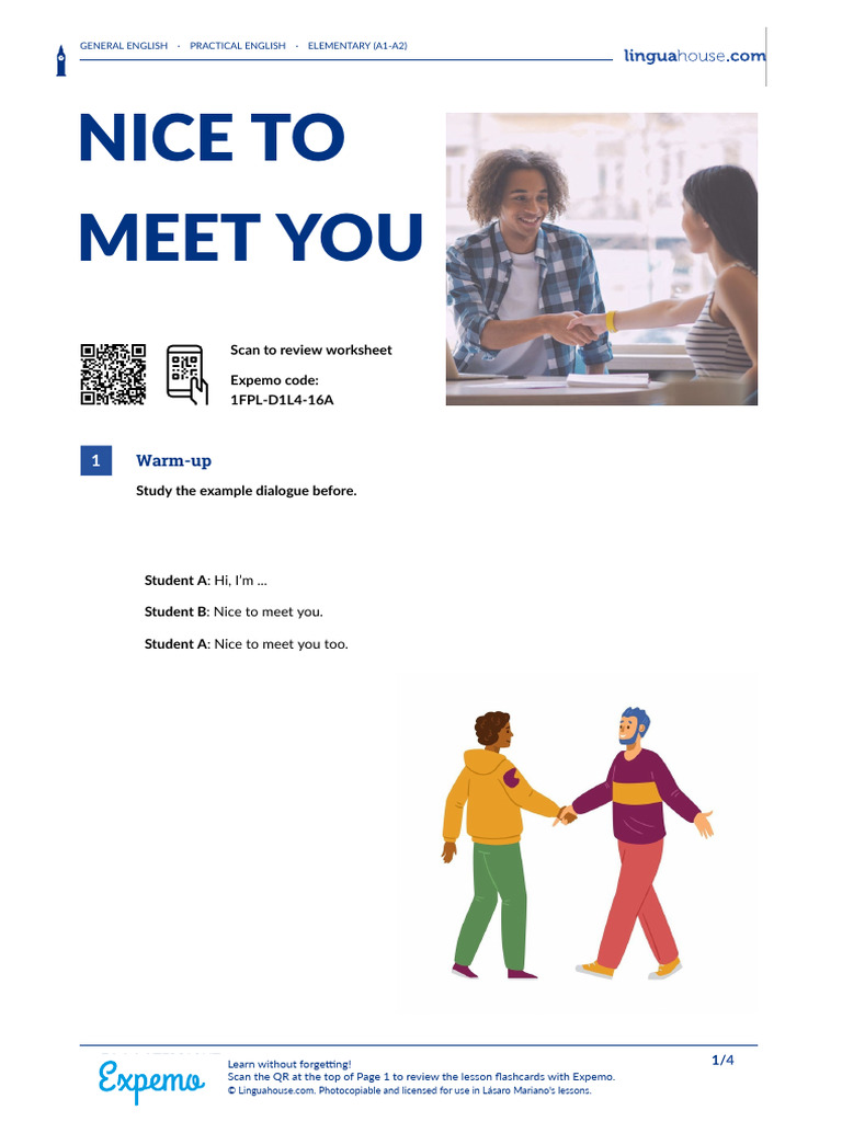 Elementary English: Nice to Meet You | PDF | Language Mechanics | Syntax