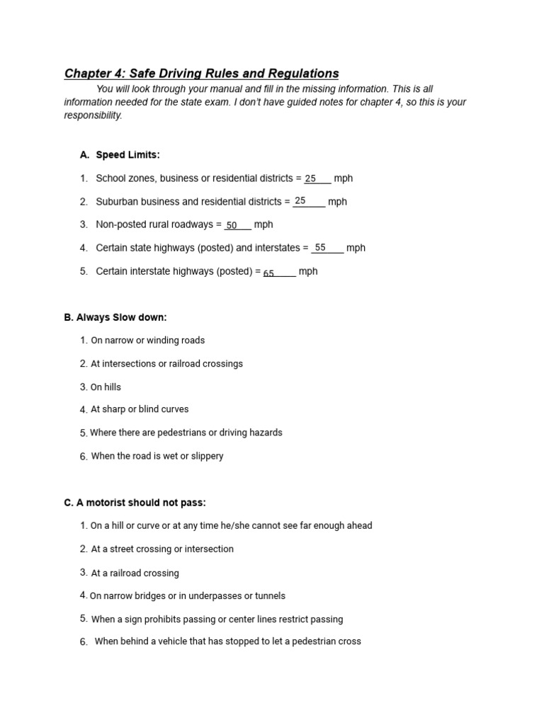 Belinda Jaimez - Chapter 4 - Safe Driving Rules and Regulations Assignment | PDF | Traffic ...